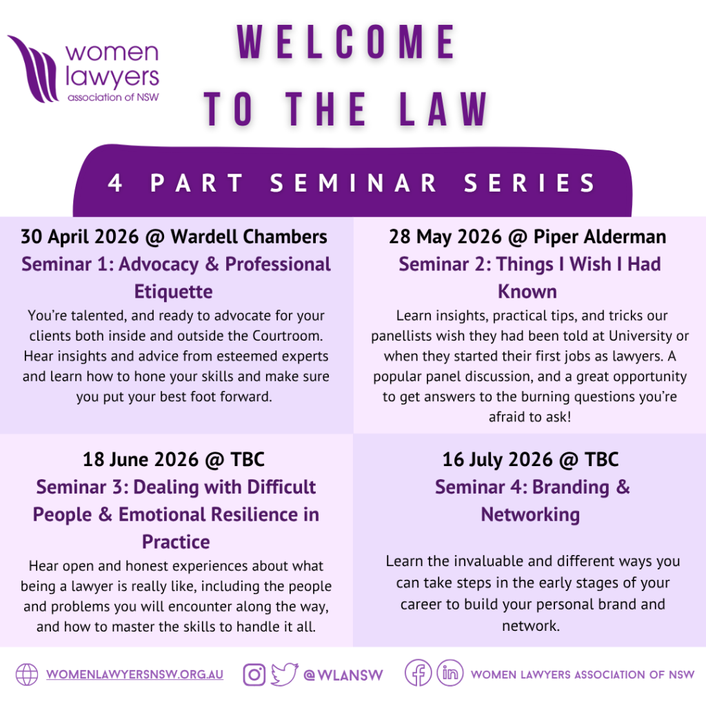 Welcome the Law - 4 Part Seminar Series (2026) - Women Lawyers ...